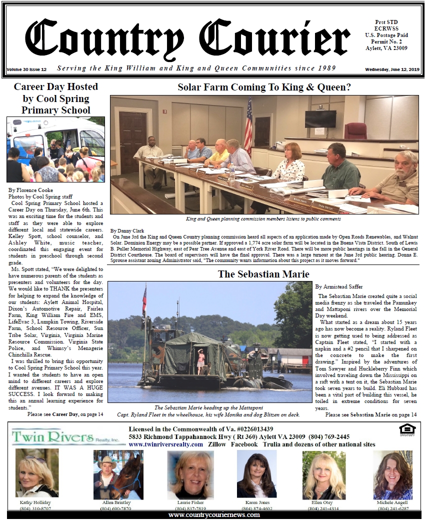 2019-06-12 Country Courier Newspaper – Sebastian Marie by Armistead ...